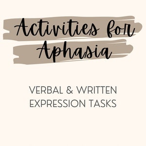 Speech Therapy - Activities for Aphasia Workbook (55 Pages) *DIGITAL ...