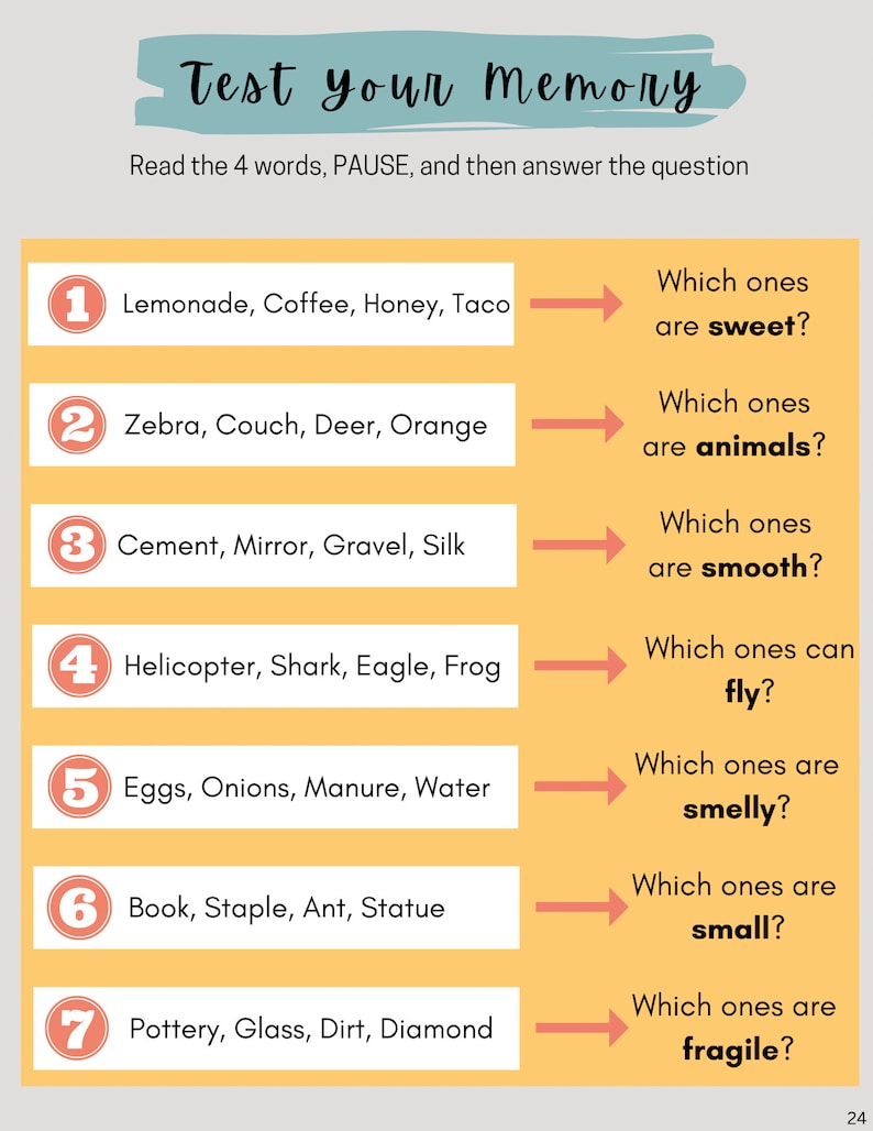 Attention and Memory Tasks Speech Therapy DIGITAL COPY - Etsy