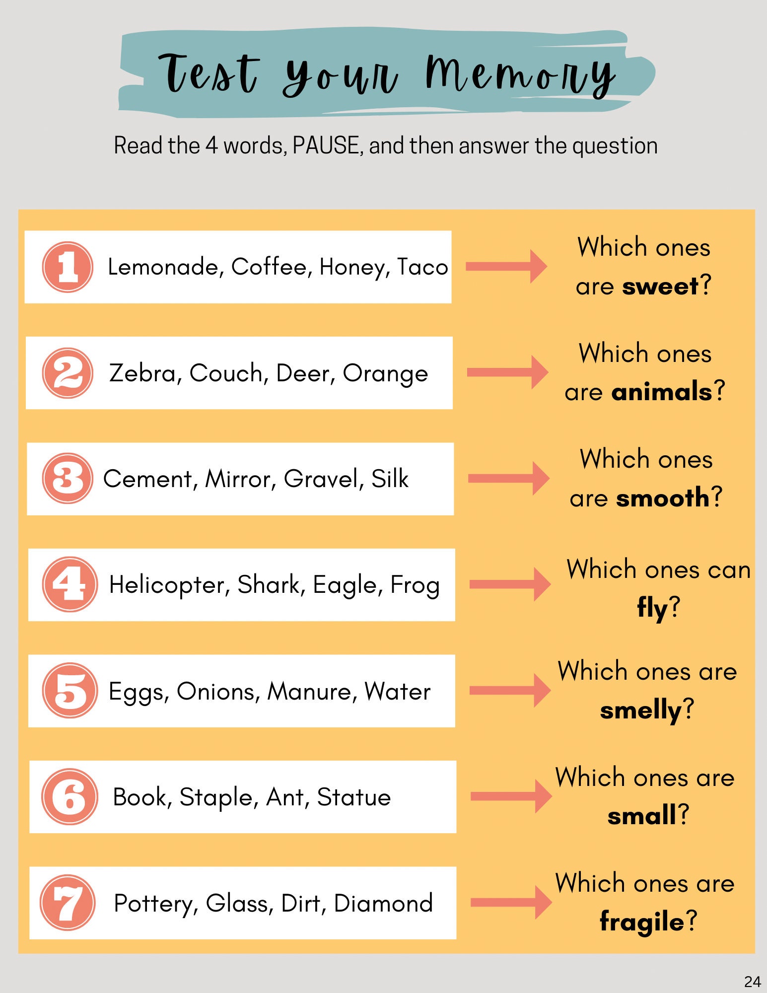 Attention and Memory Tasks- Speech Therapy *DIGITAL COPY* - Etsy