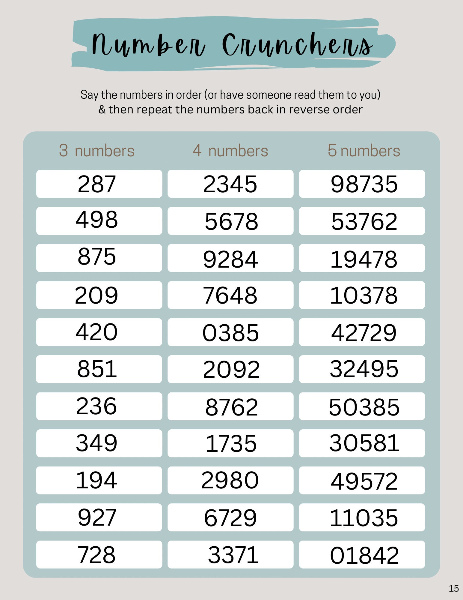 Attention and Memory Tasks- Speech Therapy *DIGITAL COPY* - Etsy