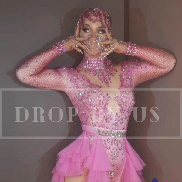 Rhinestone Bodysuit Etsy