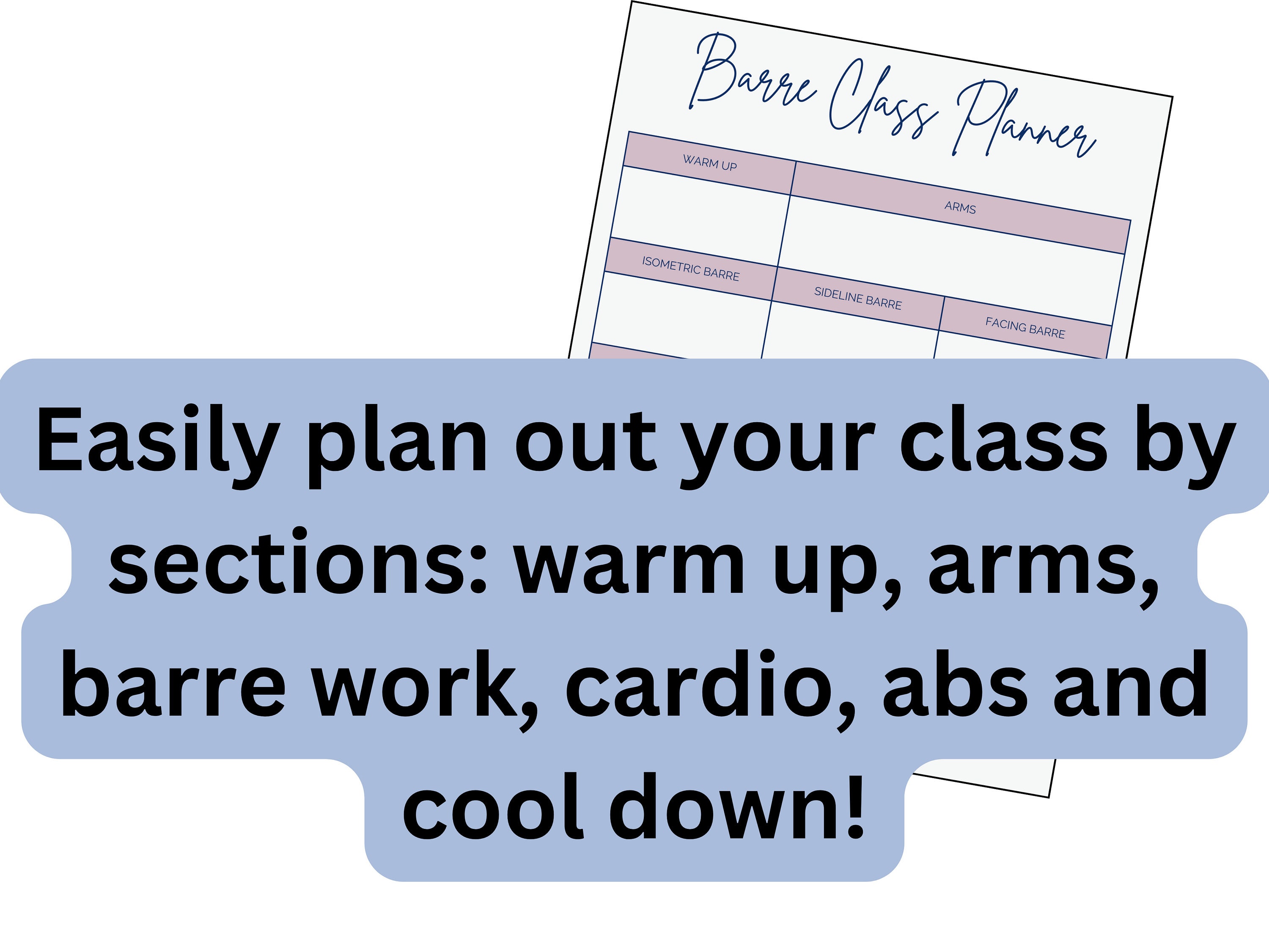 Barre Instructor Printable Class Planner - Etsy