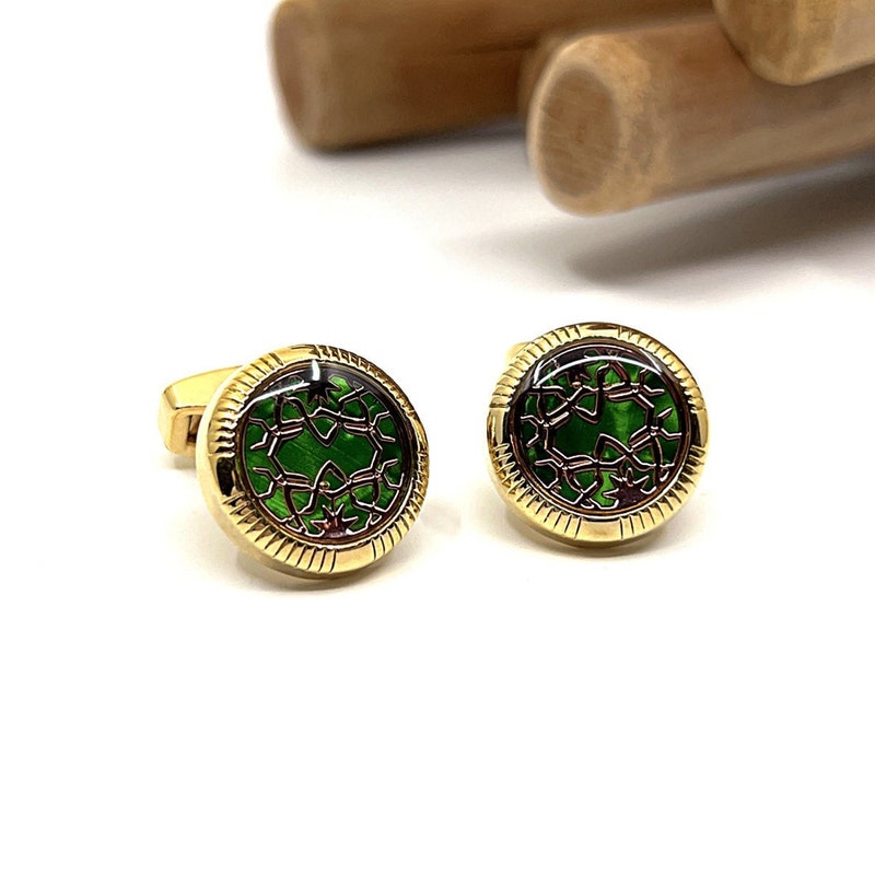Green Cufflinks - Etsy