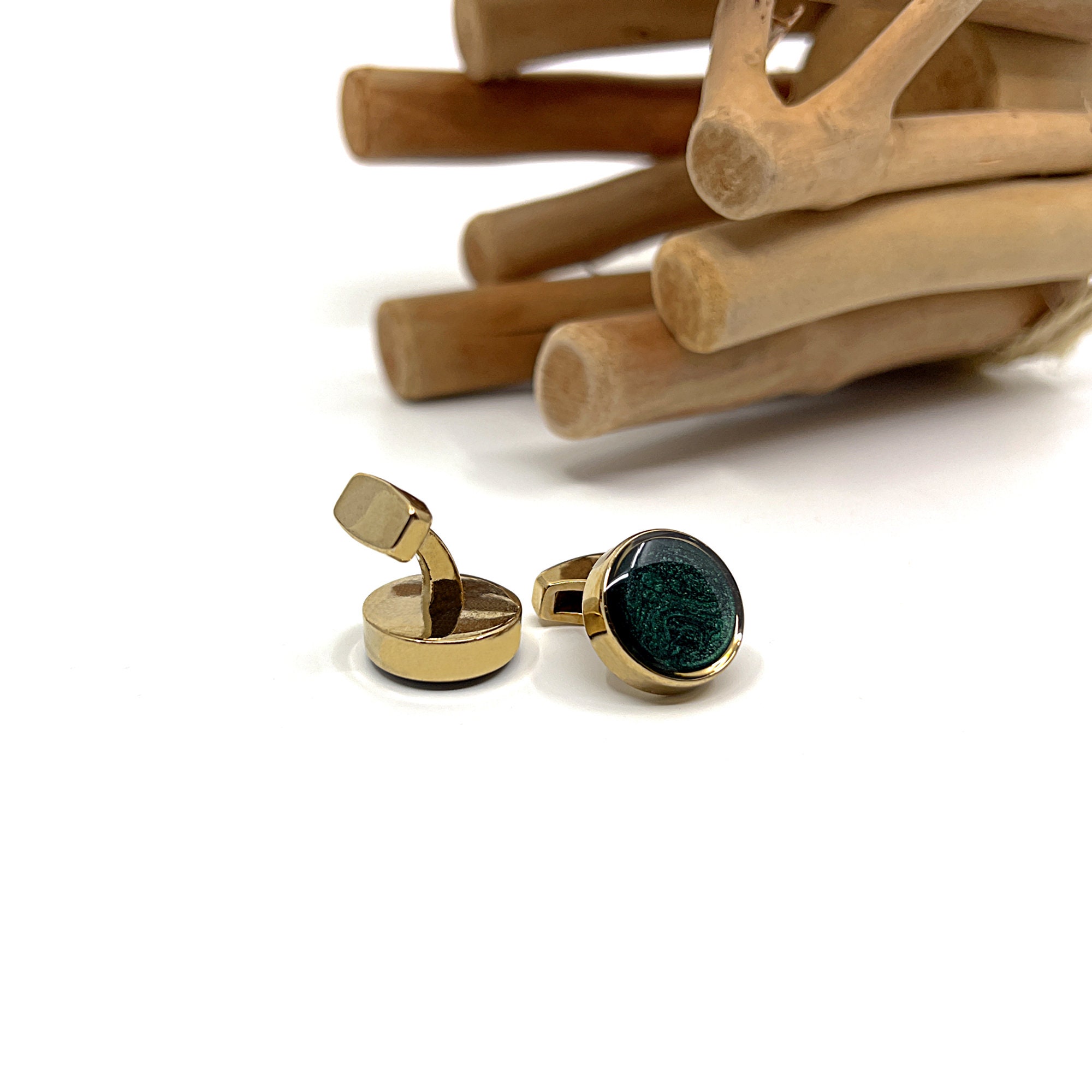 Gold Men Cufflink, Green Men Cufflink, Gold Cufflink, Wedding Cufflink ...