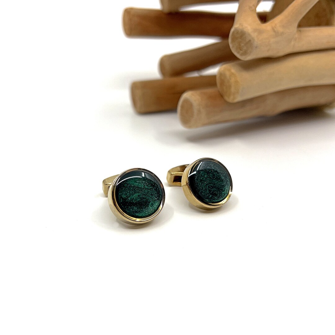 Gold Men Cufflink, Green Men Cufflink, Gold Cufflink, Wedding Cufflink ...
