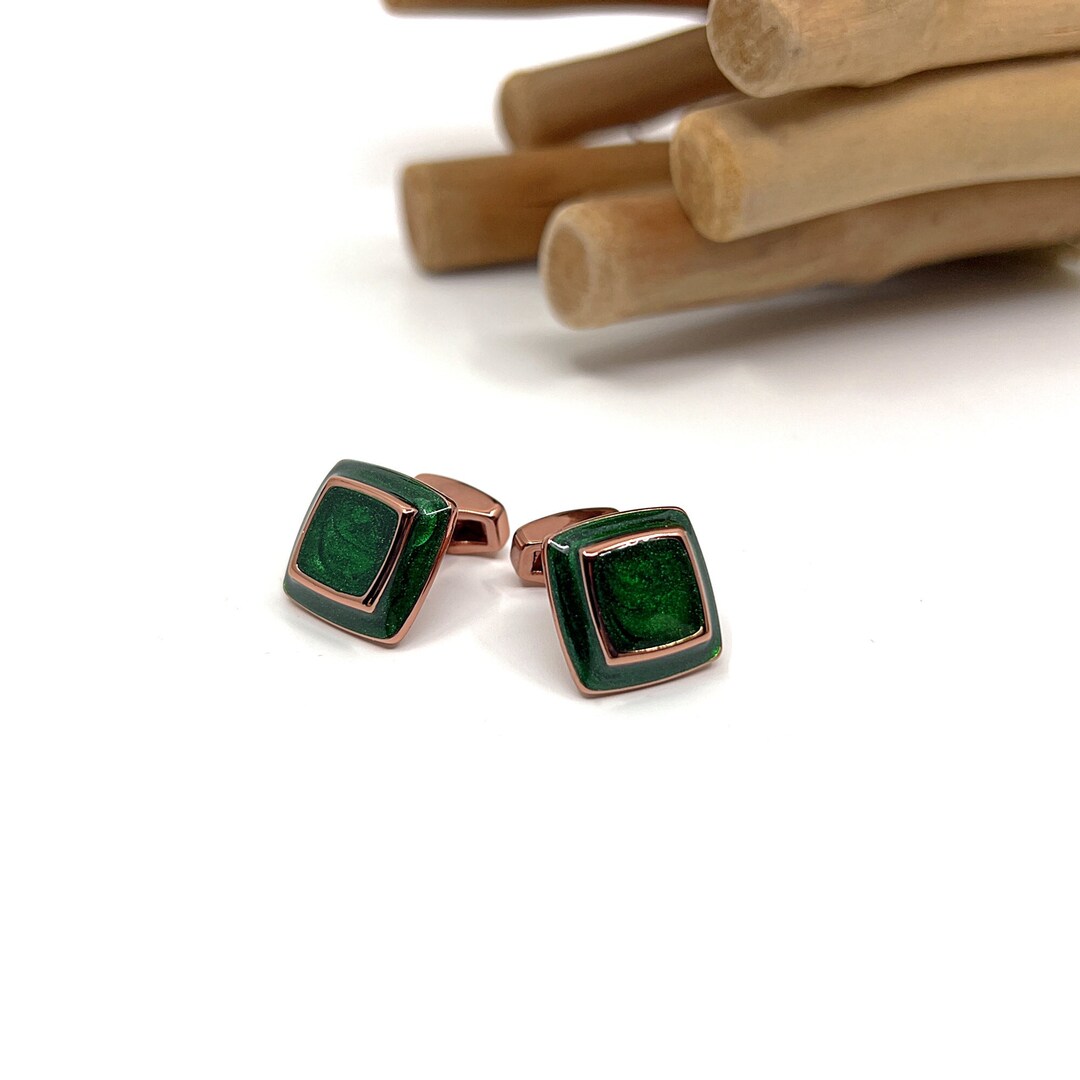 Rose Gold Men Cufflink, Green Men Cufflink, Rose Cufflink, Cufflink Box ...