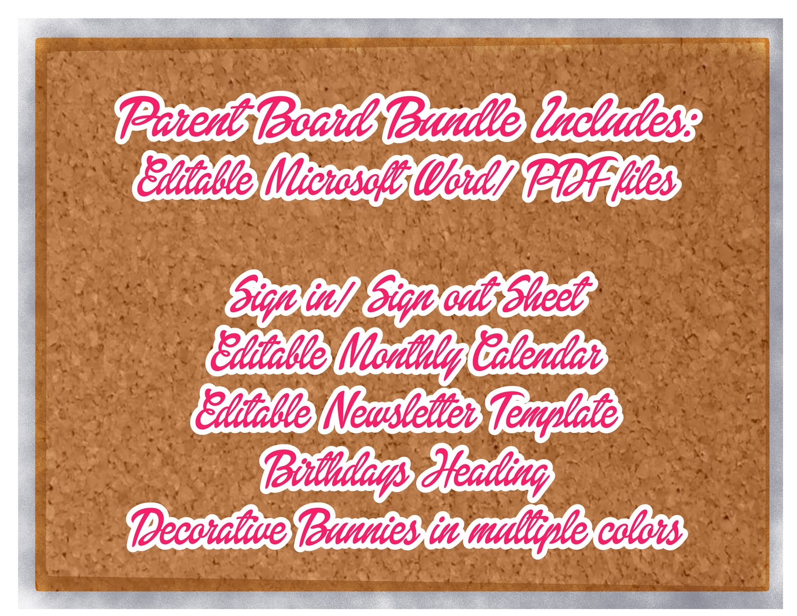 Spring Bunny Easter Theme Printable Daycare Parent Board, Childcare ...