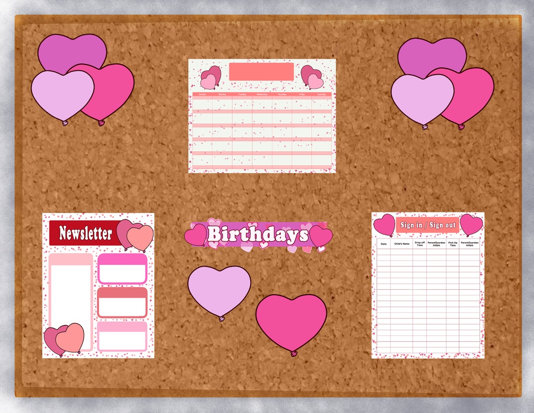 Hearts Valentine's Day Theme Printable Daycare Parent Board, Childcare ...