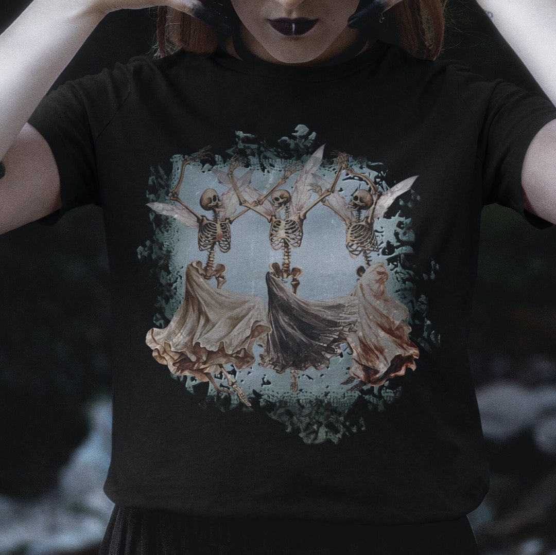 Whimsigoth Dancing Skeleton Fairies Tshirt - Fairycore Grunge ...