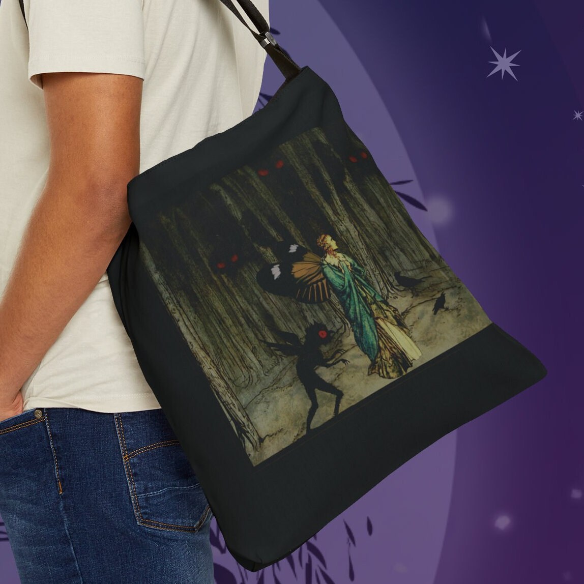 Scary Dark Forest Encounter Adjustable Tote Bag Whimsigoth Goblincore ...