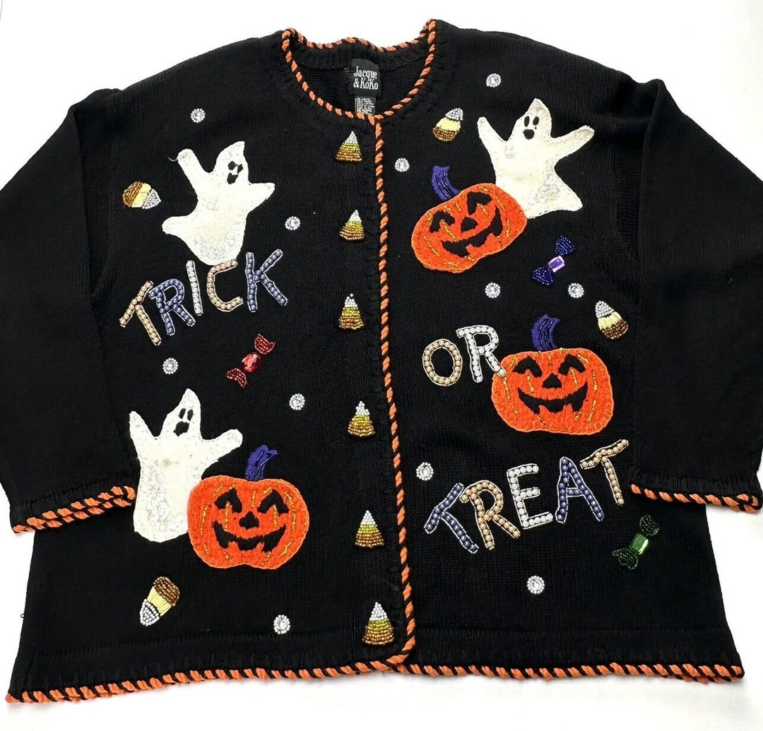 Vintage Jacque & Koko Halloween Cardigan Sweaterwomens 18/20 ...