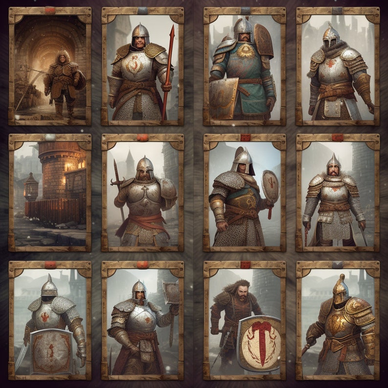 Medieval Trading Card Game Collectible Artwork Bundle: Soldiers, War ...
