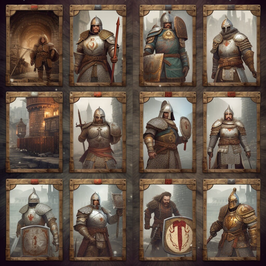 Medieval Trading Card Game Collectible Artwork Bundle: Soldiers, War ...