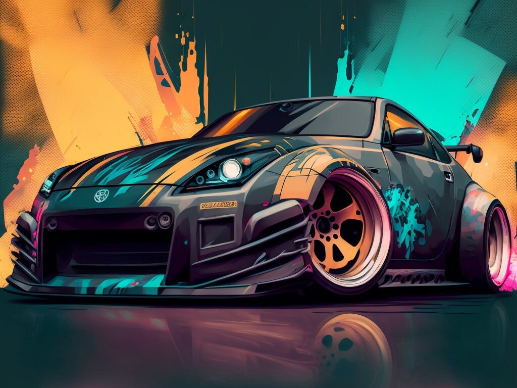 Nissan 350z Widebody Poster, 80s Retro Style Car Art - Etsy