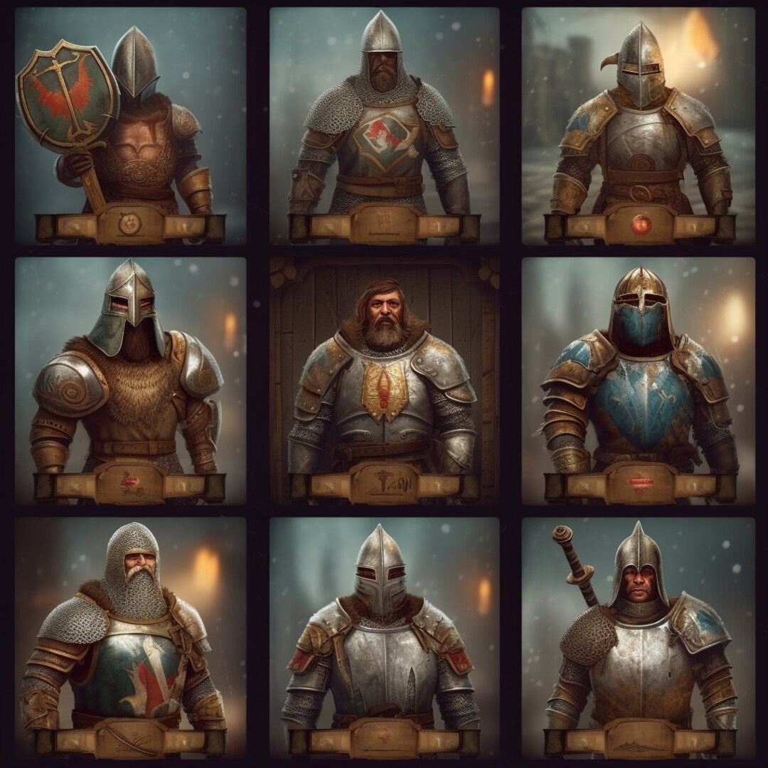 Medieval Trading Card Game Collectible Artwork Bundle: Soldiers, War ...