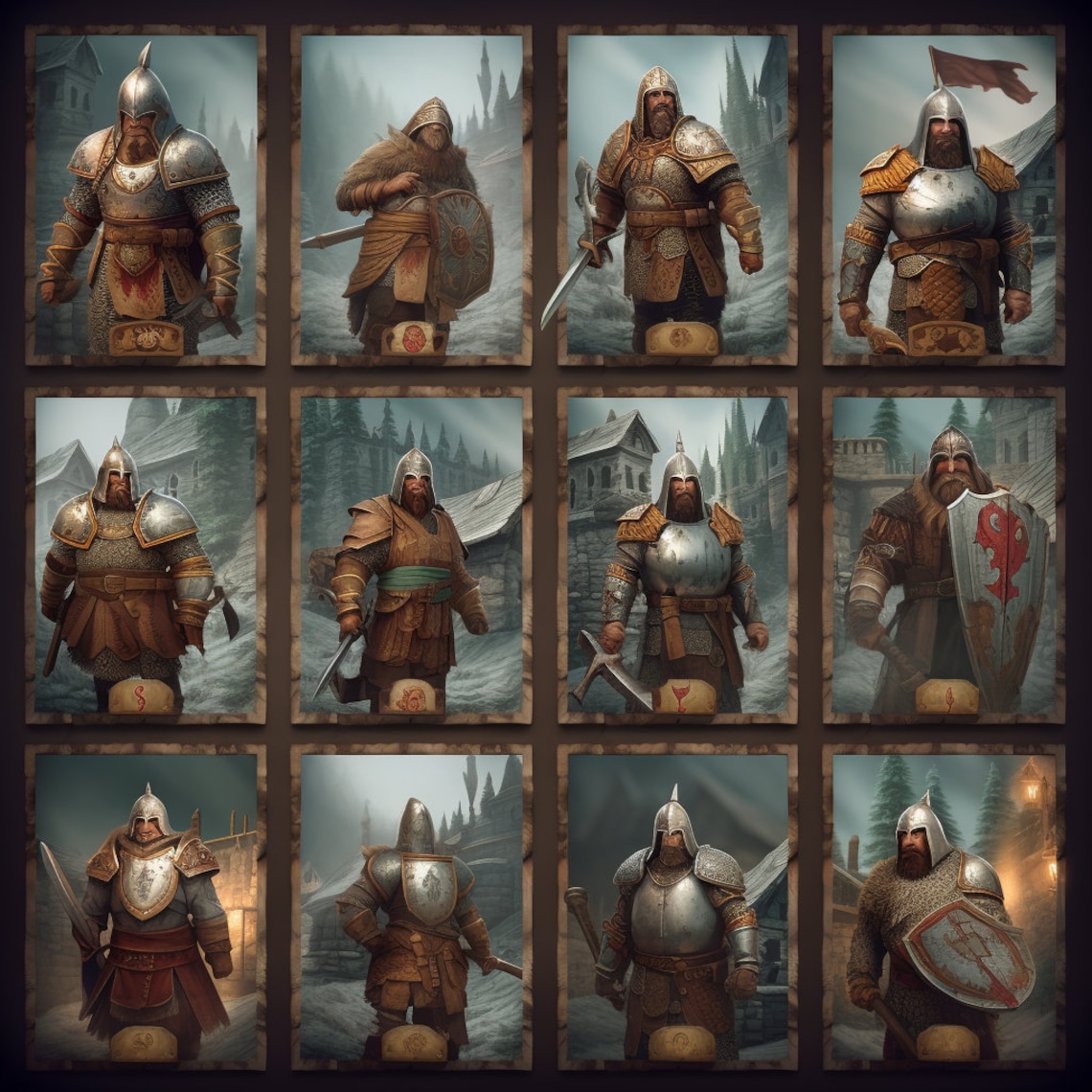 Medieval Trading Card Game Collectible Artwork Bundle: Soldiers, War ...