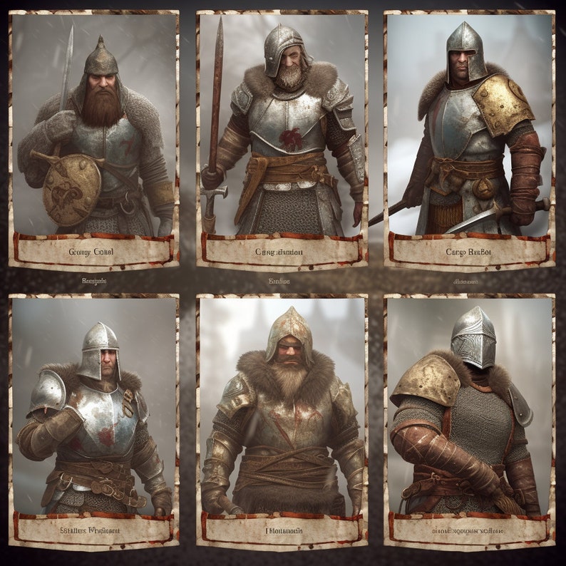Medieval Trading Card Game Collectible Artwork Bundle: Soldiers, War ...
