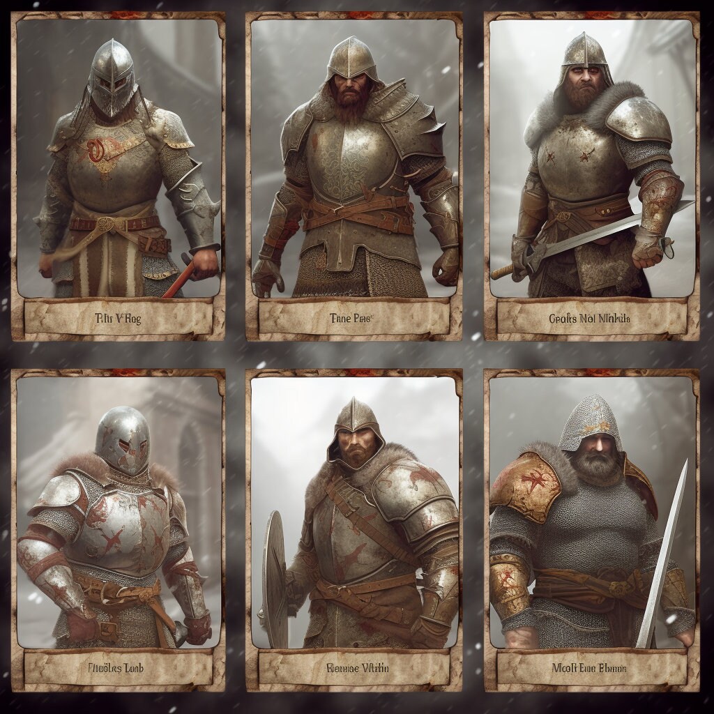 Medieval Trading Card Game Collectible Artwork Bundle: Soldiers, War ...
