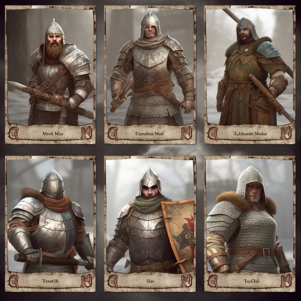 Medieval Trading Card Game Collectible Artwork Bundle: Soldiers, War ...