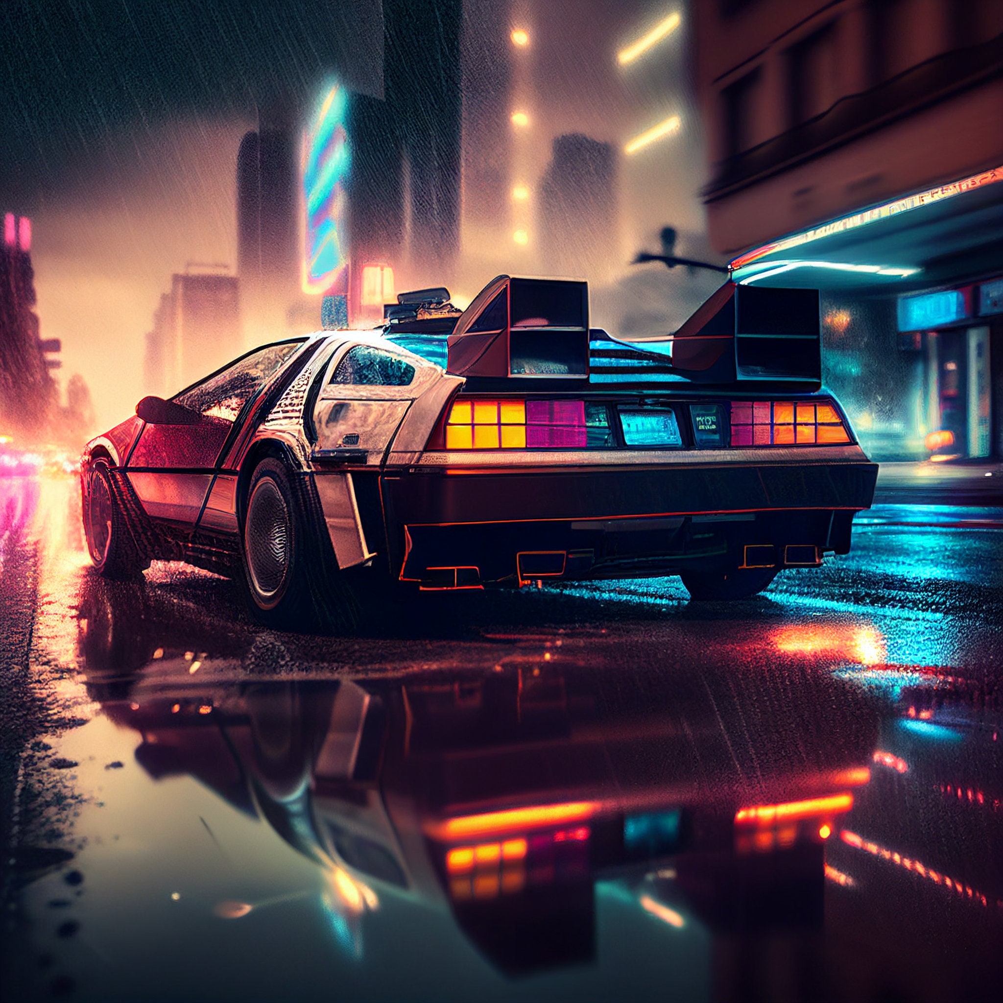 Delorean 80s Retrowave Photo Paper Poster (no Frame) - Etsy