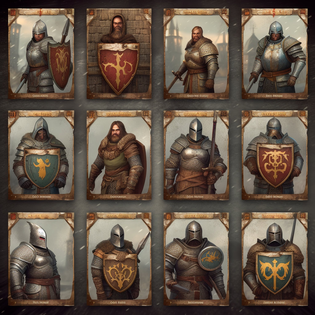 Medieval Trading Card Game Collectible Artwork Bundle: Soldiers, War ...