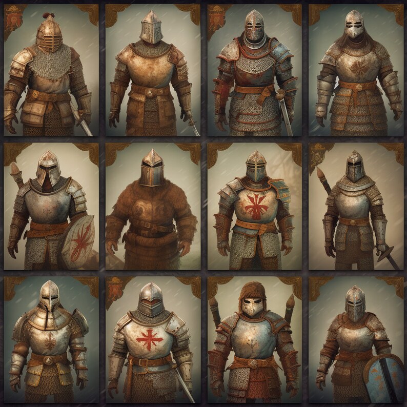 Medieval Trading Card Game Collectible Artwork Bundle: Soldiers, War ...
