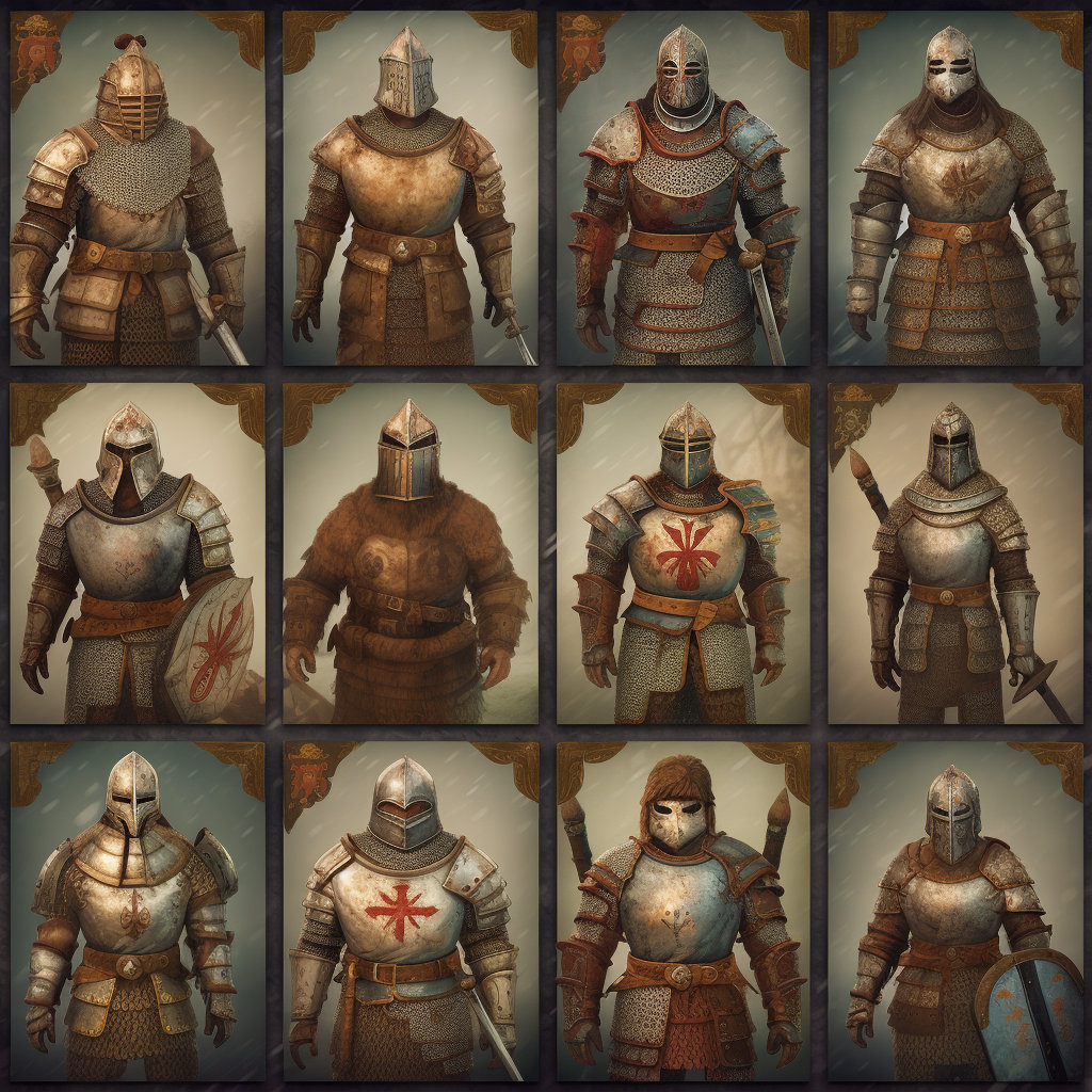 Medieval Trading Card Game Collectible Artwork Bundle: Soldiers, War ...