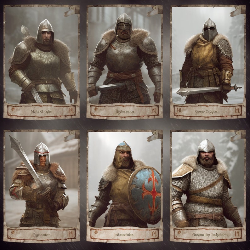 Medieval Trading Card Game Collectible Artwork Bundle: Soldiers, War ...