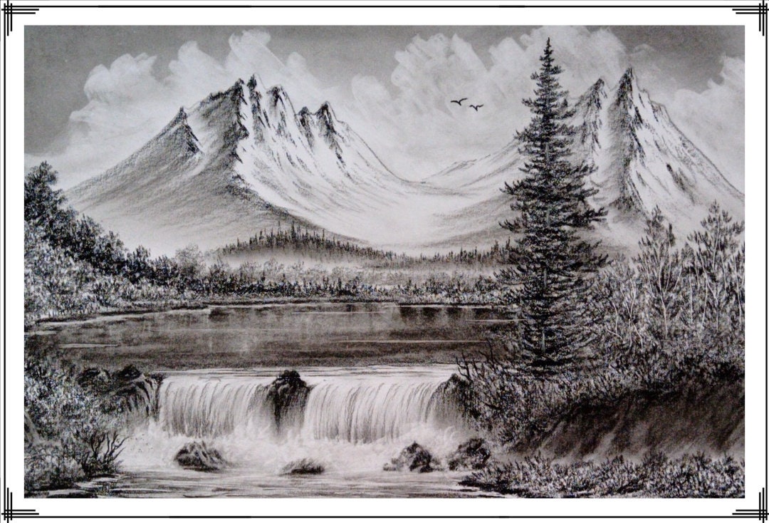 Landscape Drawing, Painting, Landscape Painting, Black and Landscape ...