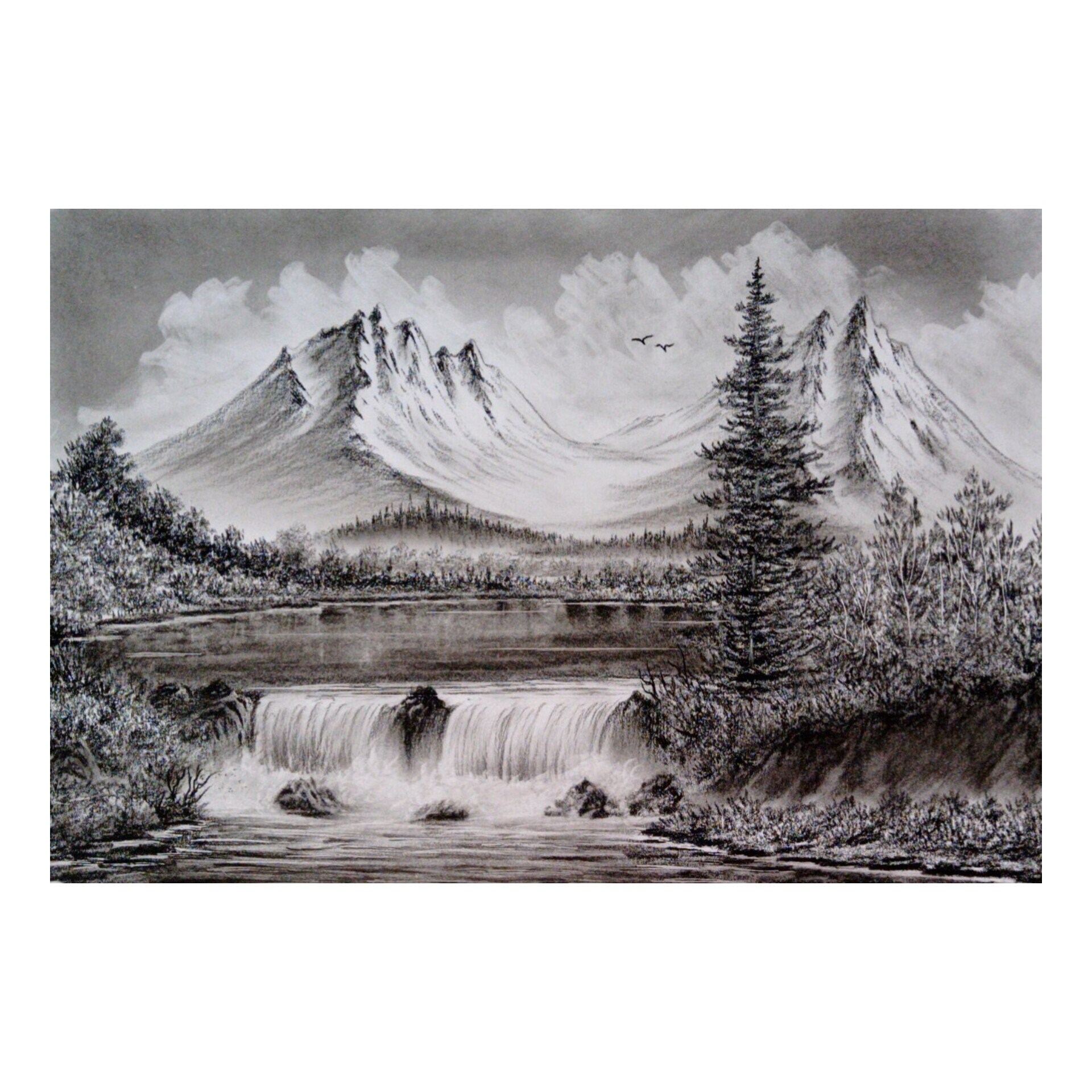 Waterfall Landscape Nature Scenery. - Etsy