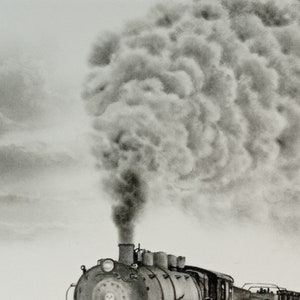 Billowing Smoke Steam Engine Train Drawing - Etsy