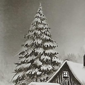 Snowy Winter Season Landscape Art Work by Charcoal Pencil. - Etsy