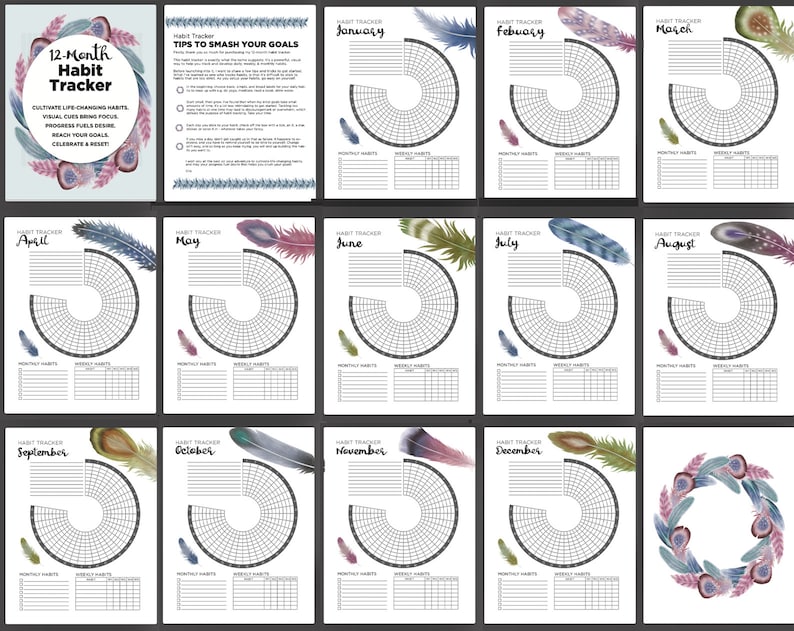 Circle Daily Habit Tracker Printable, Journal PDF in Sizes A4, A5 ...