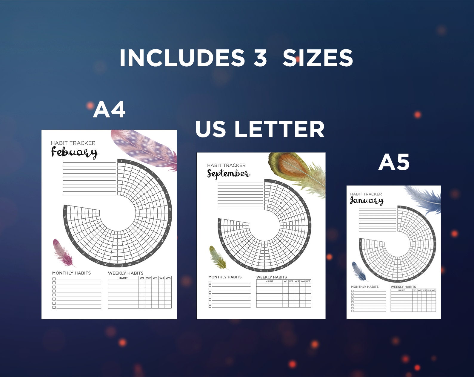Circle Daily Habit Tracker Printable, Journal PDF in Sizes A4, A5 ...