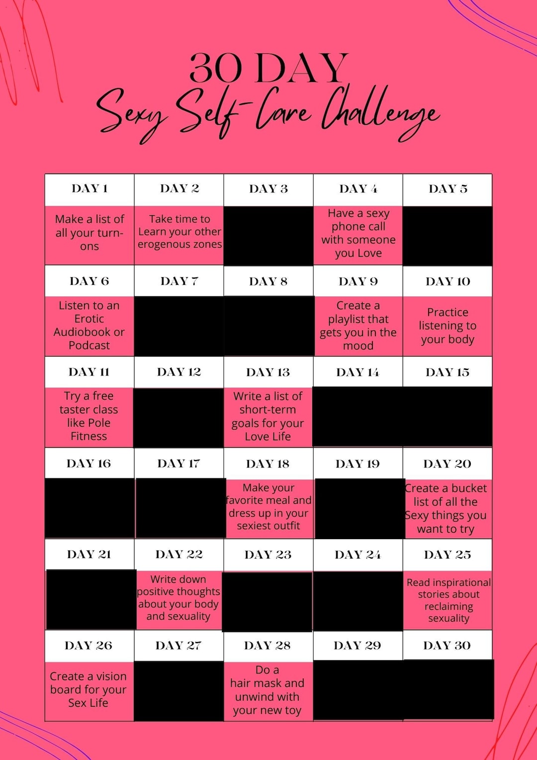 Sexy T 30 Day Sexy Self Care Challenge Self Love Challenge Self Love
