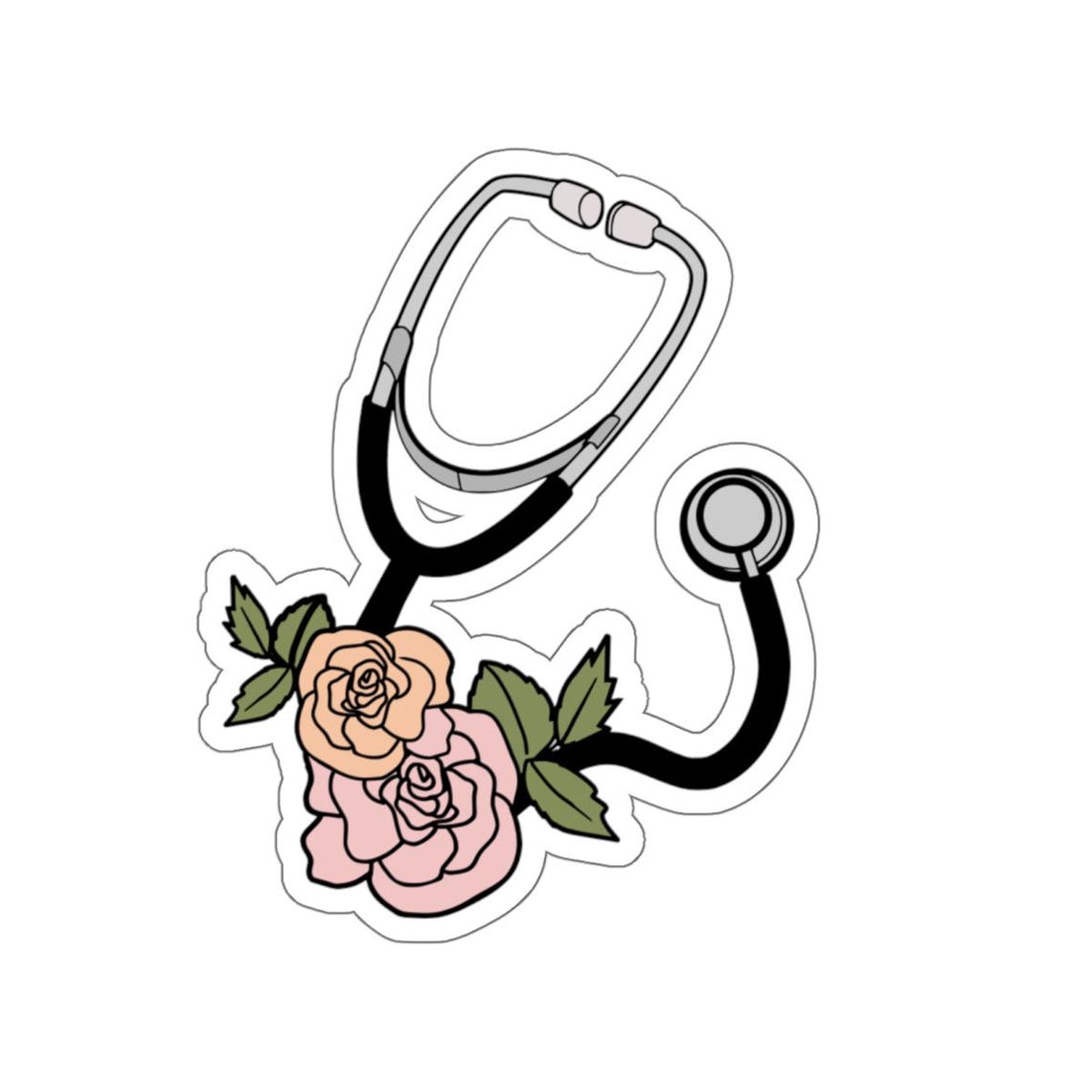 Floral Stethoscope Sticker - Etsy