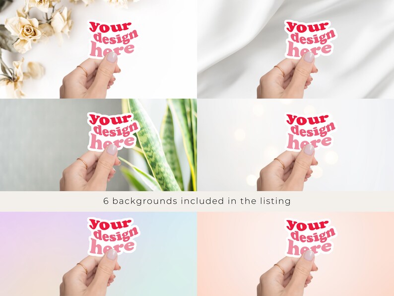 Sticker Mockup PNG & Canva Template of Hand Holding Sticker - Etsy