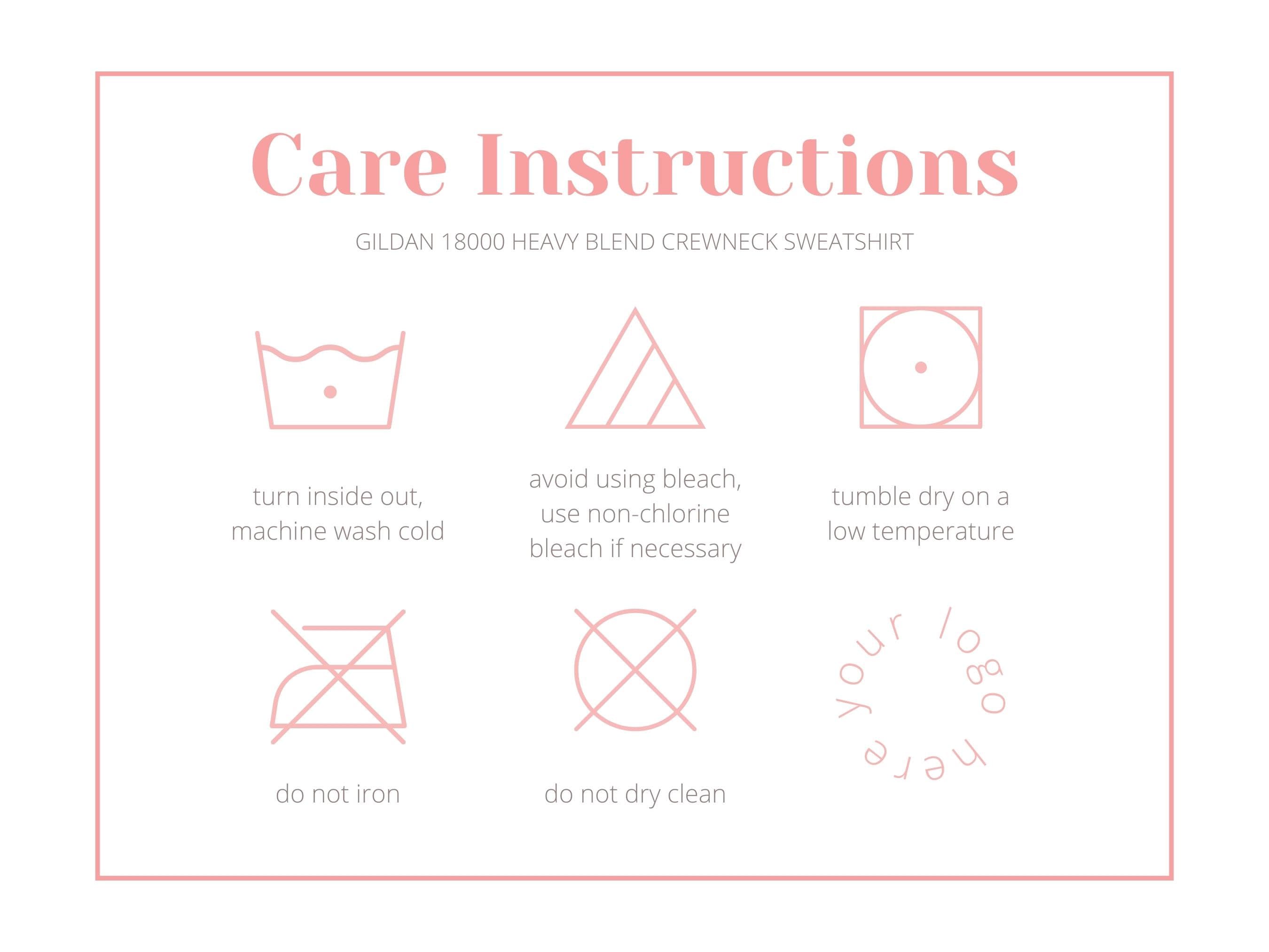 Gildan 18000 Washing Care Instructions Pastel Version / - Etsy