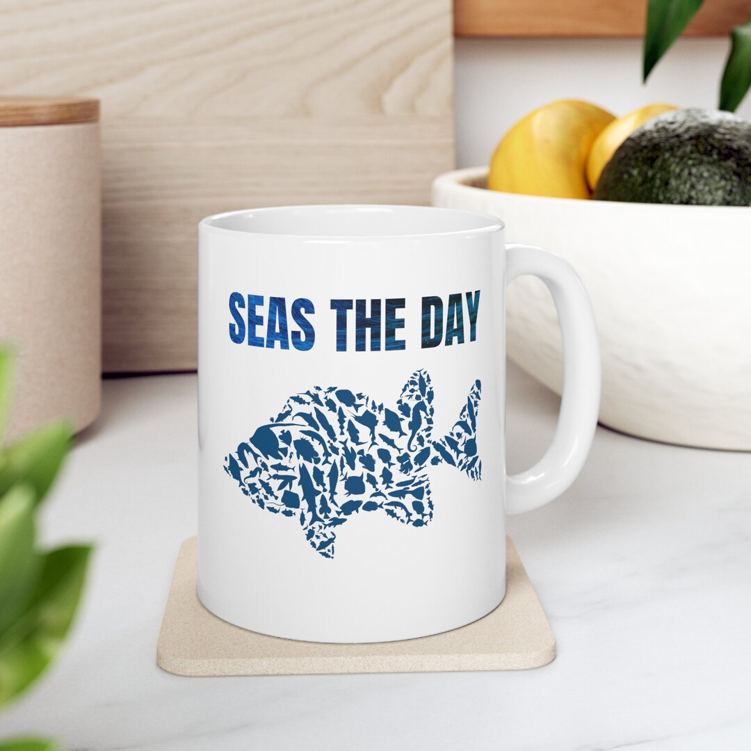 Seas the Day Fish Mug, Marine Life Coffee Mug, Fish Mug, Aquatic Life ...