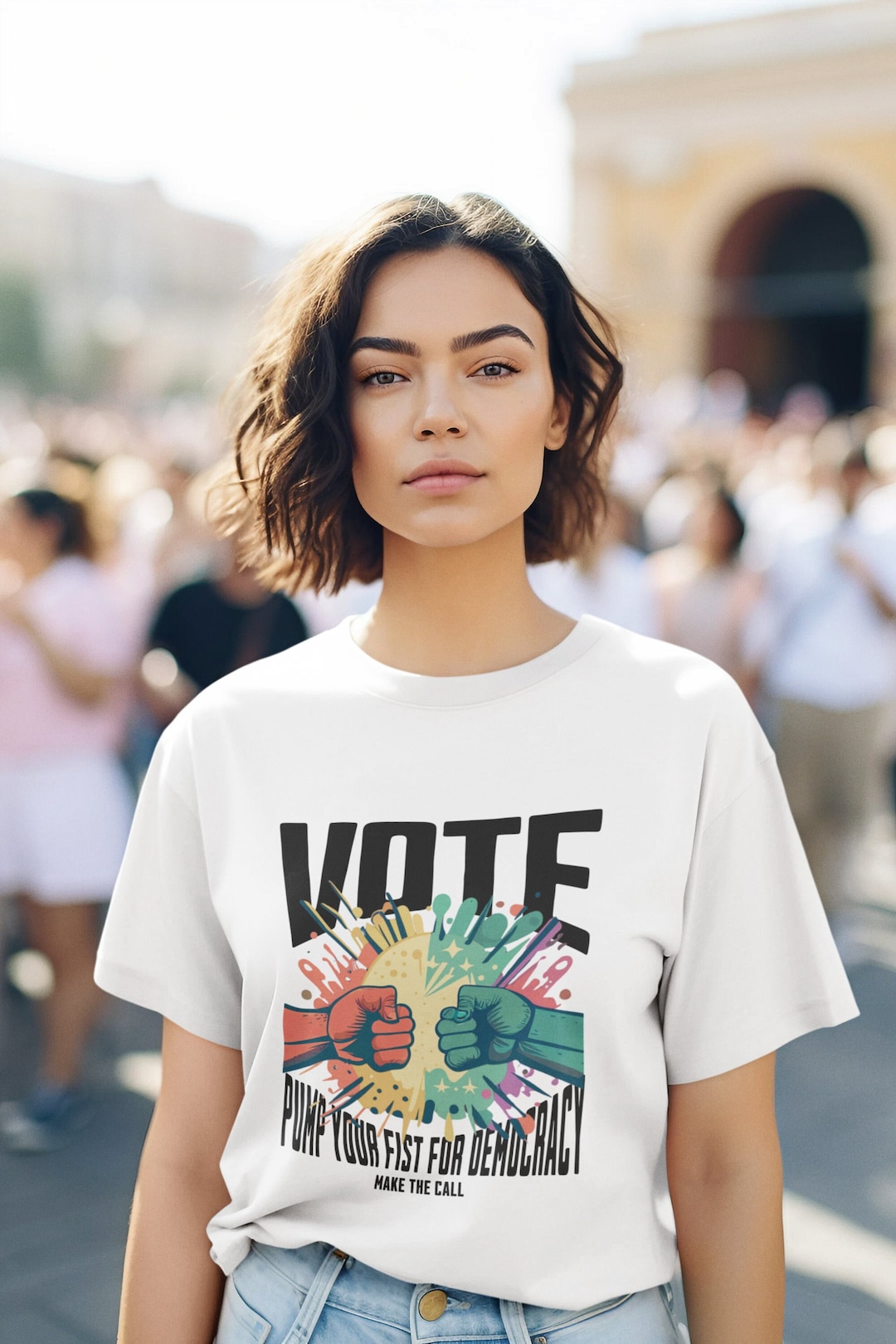 Voter T-shirt, Patriotic Fist Pump T-shirt, Red & Blue Fist Graphic ...