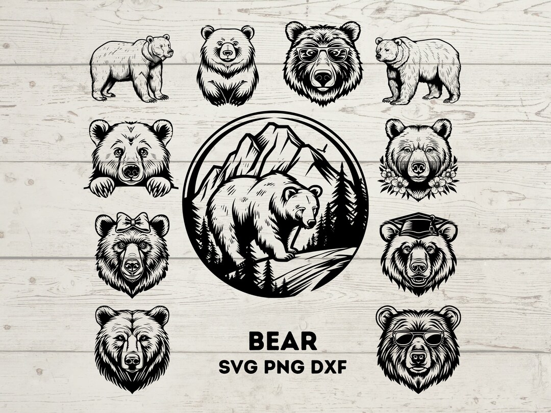 Bear Svg Bundle , Bear Svg , Bear Png, Bear Clipart, Bear Head, Bear ...