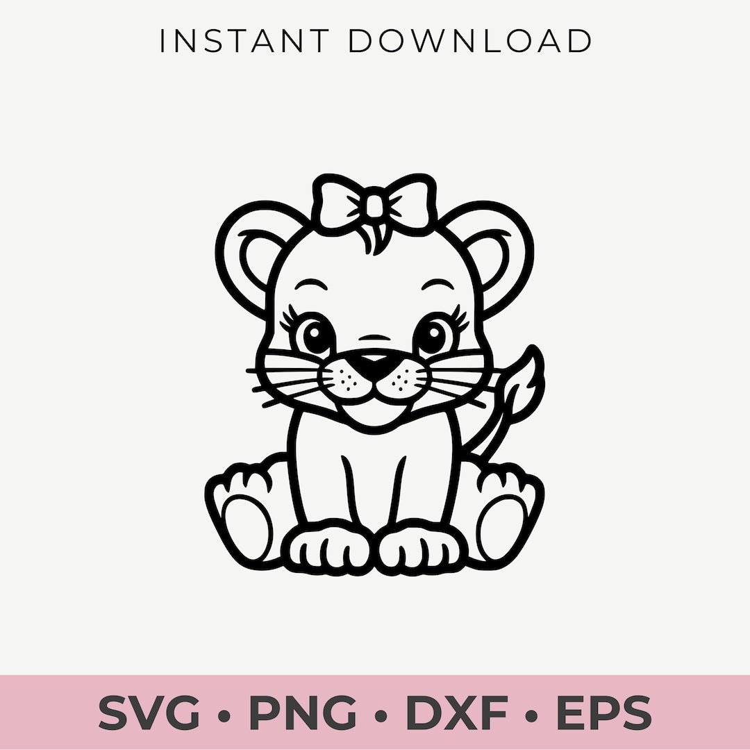 Adorable Lion Cub SVG Jungle Safari Clipart for Cricut, Kids Party ...