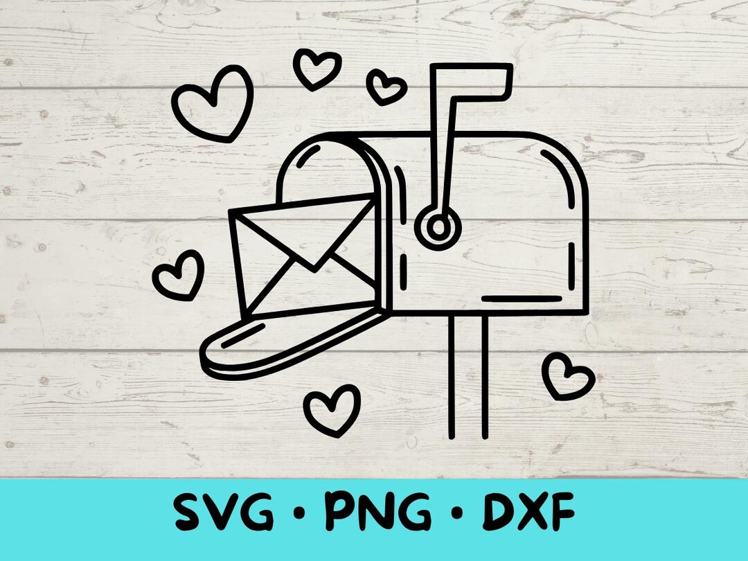 Mailbox With Hearts SVG PNG DXF | Cute Love Letter Digital Cutting File ...