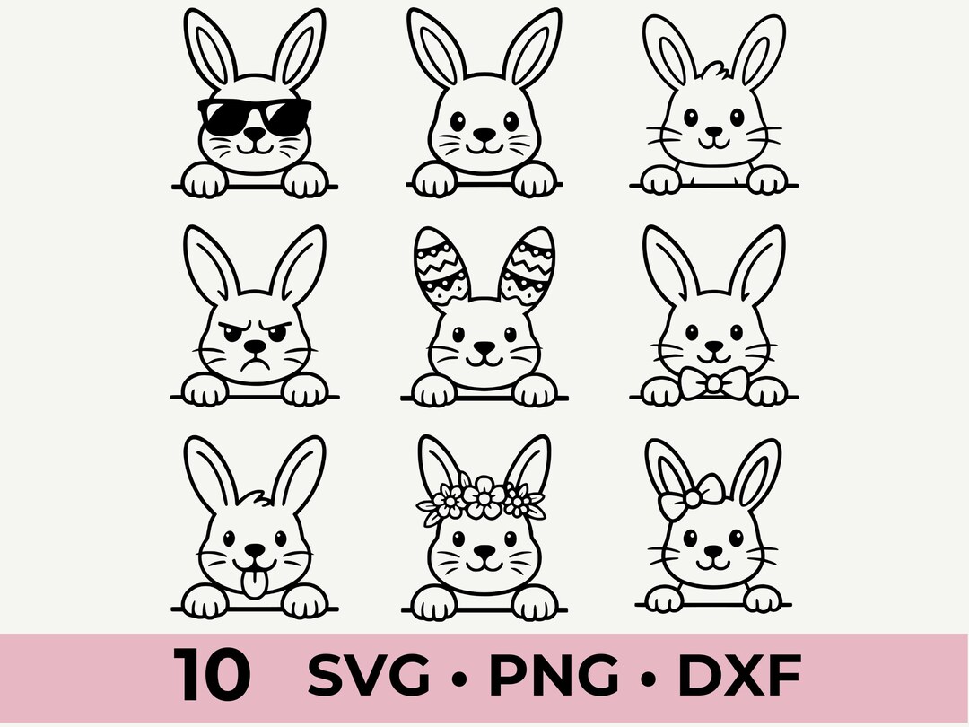 Funny Bunny SVG Bundle – 10 Cute Rabbit Cut Files for Cricut ...