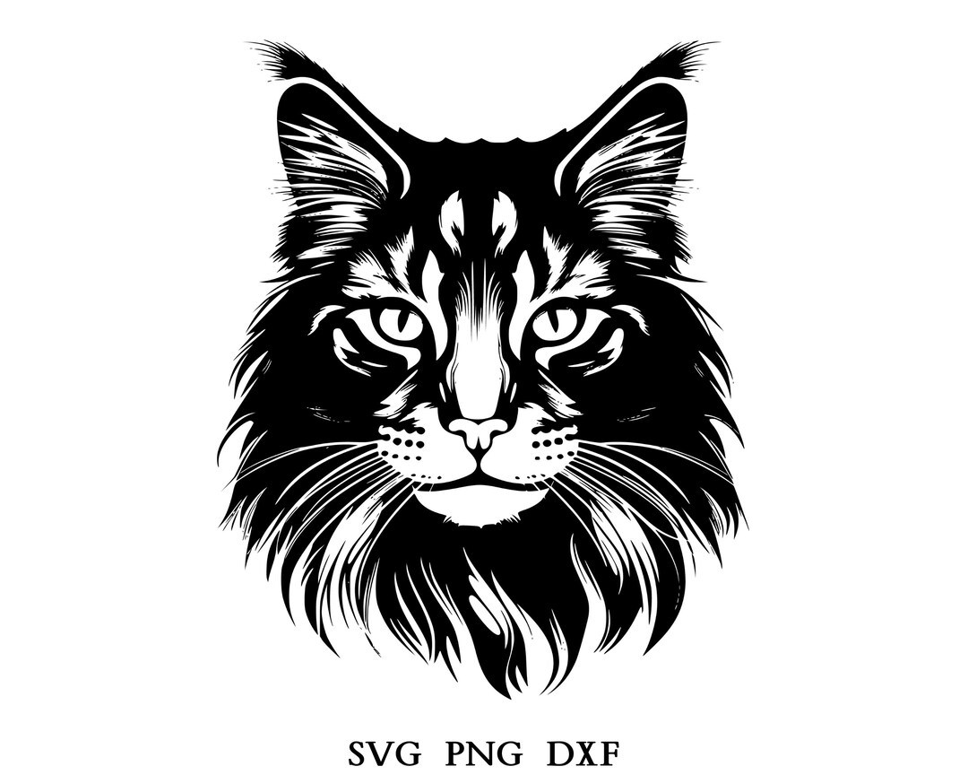 Maine Coon Cat Head Svg , Cat Svg , Cut Files for Cricut and Laser ...