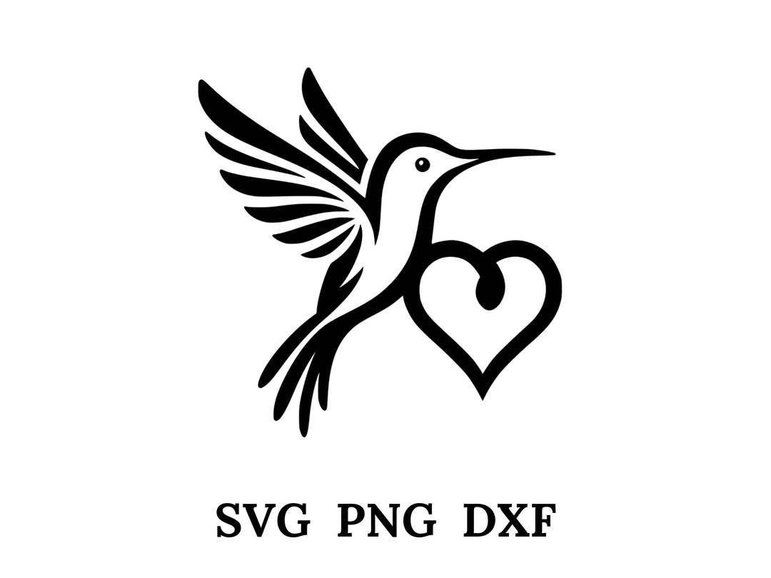 Elegant Hummingbird and Heart SVG, Romantic Love Bird Clipart ...