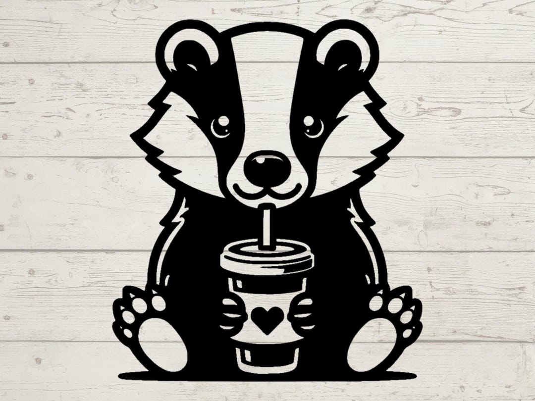 Badger With Coffee , Badger Svg, Badger Png, Badger Head, Ice Coffee ...
