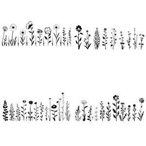 Wildflowers Svg, Wildflower Border Svg, Floral Svg, Flower Meadow Svg ...