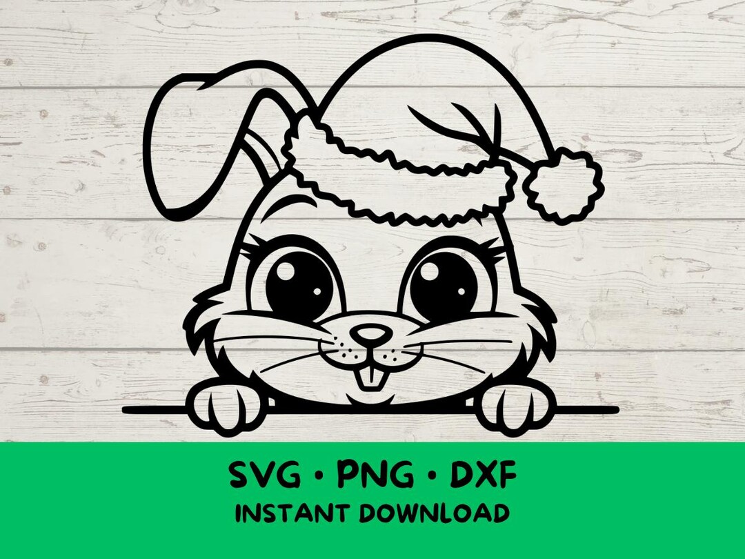 Rabbit With Christmas Hat, Rabbit Svg, Rabbit Clipart, Rabbit Png ...