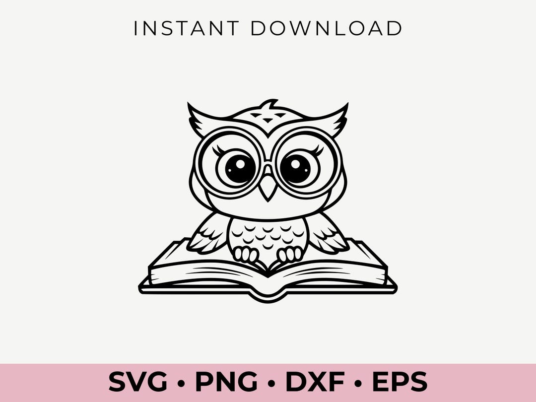 Smart Owl SVG | Reading Clipart | Book Lover Digital Download - Etsy